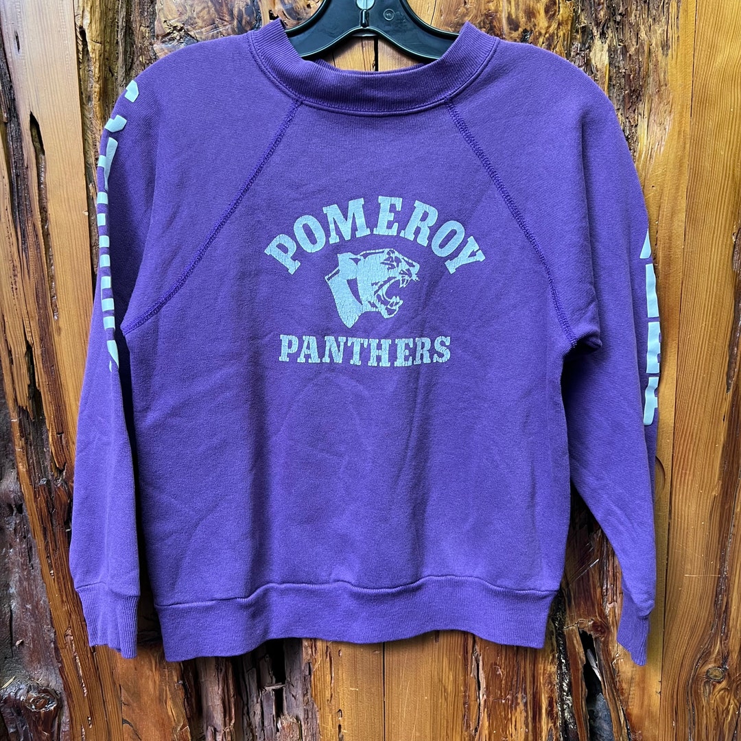 MEASUREMENT Vintage 80s Pomeroy Panthers Whitney Spell Out Crewneck ...