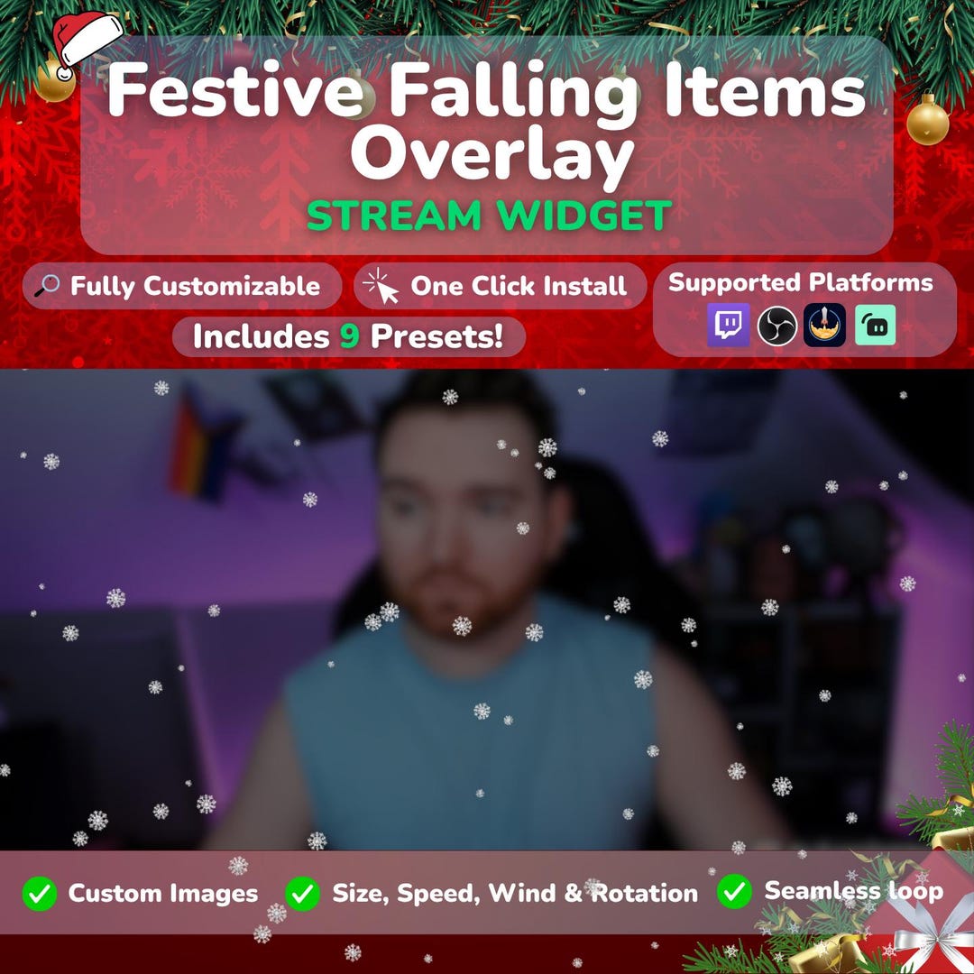 Custom Holiday Stream Widget: Animated Falling Snow Overlay ...