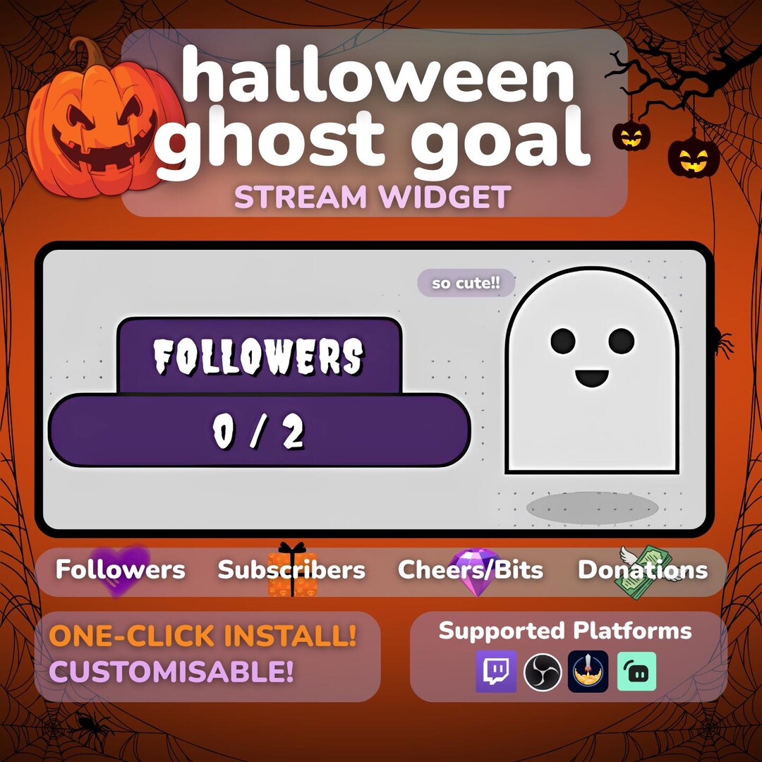 Animated Halloween Ghost Stream Goal Widget: Twitch, OBS Studio (PDF ...
