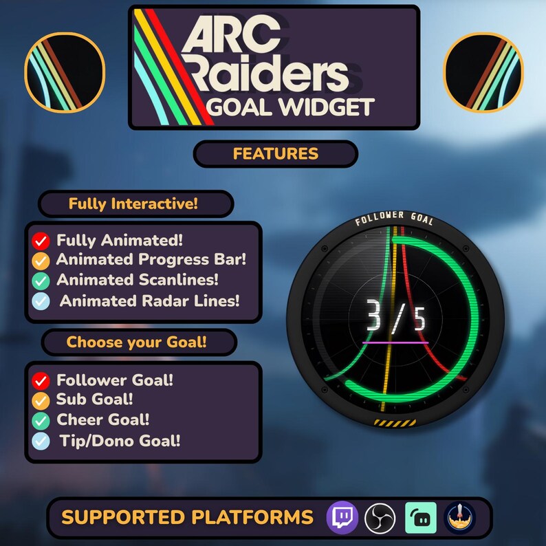 Animated Radar Goal Widget - Arc Raiders Style - Tactical Sci-fi HUD - Etsy