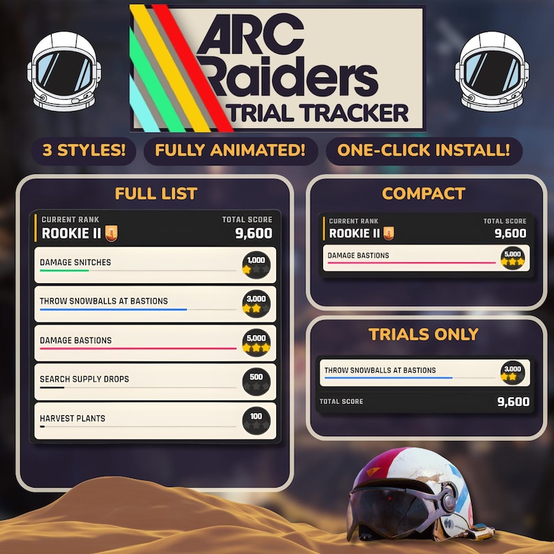Trial Tracker Widget - Saves Session Data - Animated Arc Raiders Style ...
