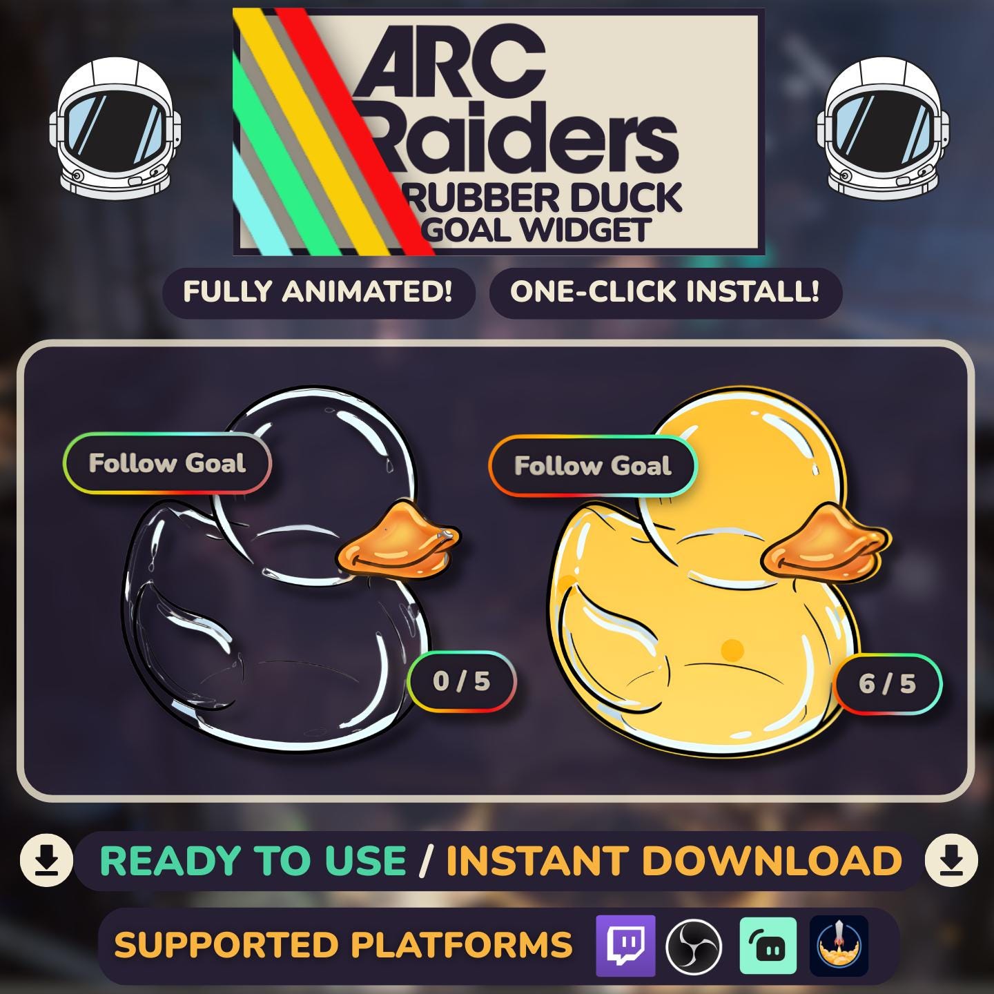 Animated Rubber Duck Goal Widget - Arc Raiders Style - Tactical Stream ...