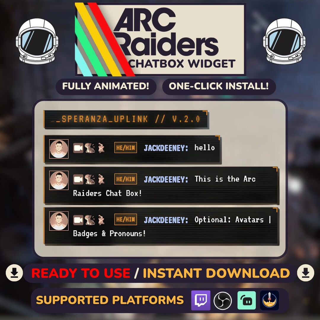 Arc Raiders Chat Box Widget | Animated Glitch Text | Streamelements OBS ...