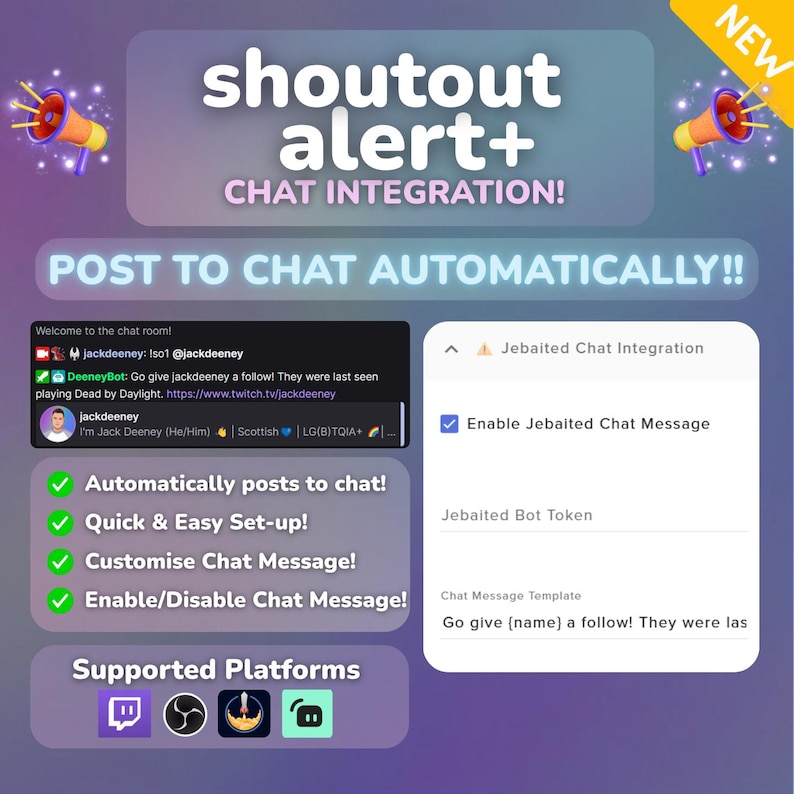 Animated Twitch Shoutout Widget With Chat Message: Auto Raider & VIP ...