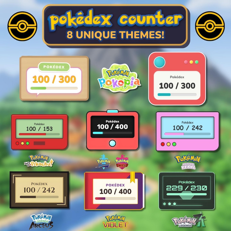 Animated Pokedex Stream Widget: 8 Themes, Twitch Overlay (2 X Pokopia ...