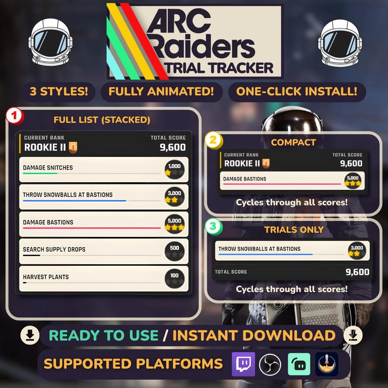 Trial Tracker Widget - Saves Session Data - Animated Arc Raiders Style ...
