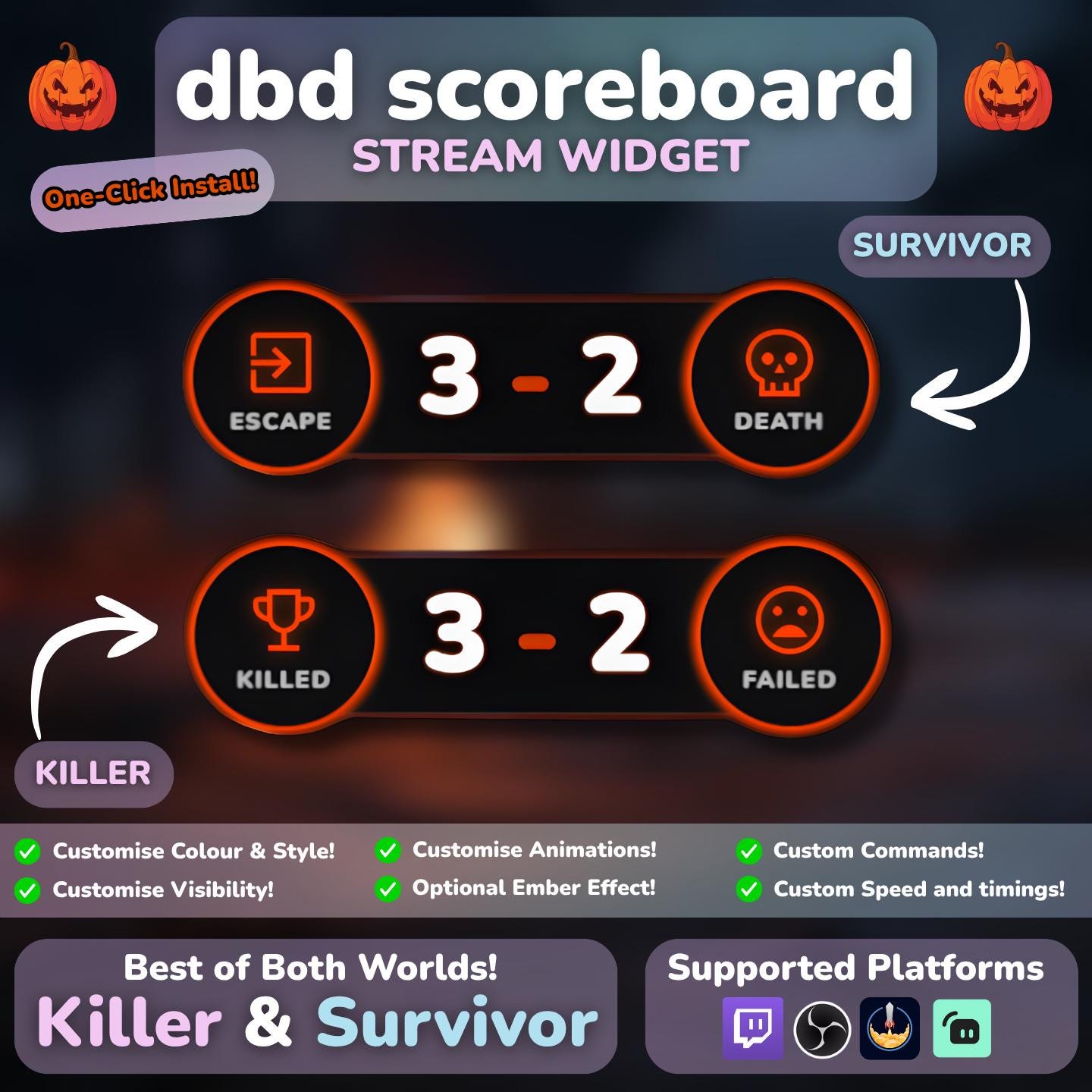 Animated DBD Scoreboard Widget for Streamelements/obs (win/loss Tracker ...