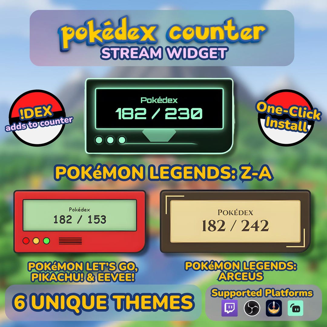 Animated Pokédex Stream Widget: 6 Themes, Twitch Overlay - Etsy