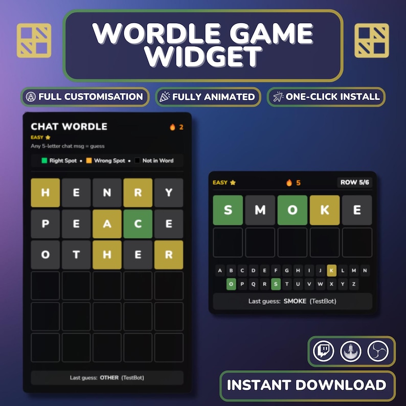 Wordle Game Widget for Twitch Stream | Chat-controlled Word Puzzle Game ...