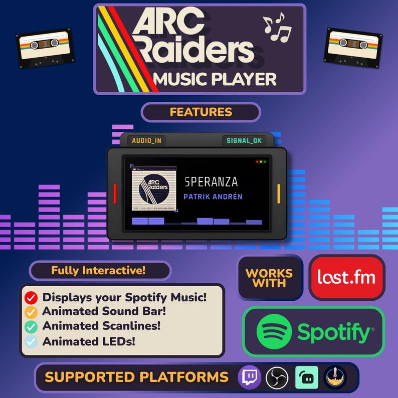 Arc Raiders Music Player | Spotify Streamelements Widget | Animated ...