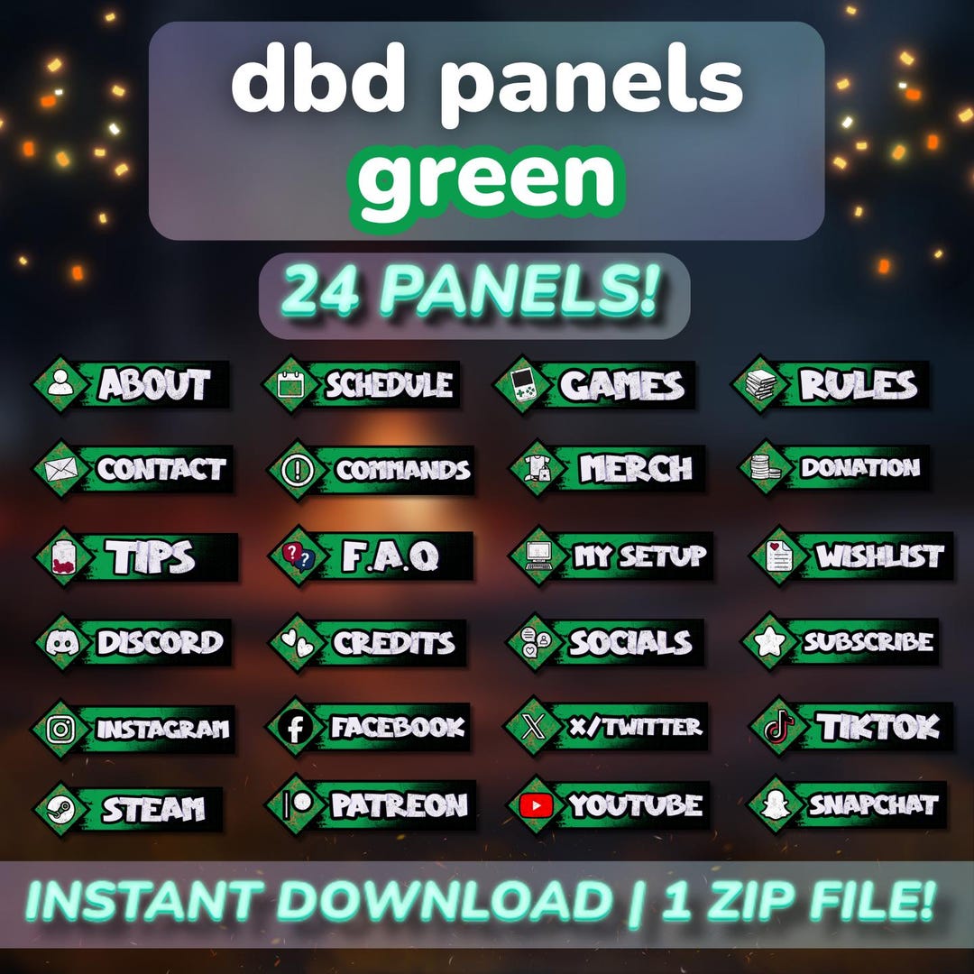 Green DBD Twitch Panel Pack (x24) | Dead by Daylight | Instant Download ...