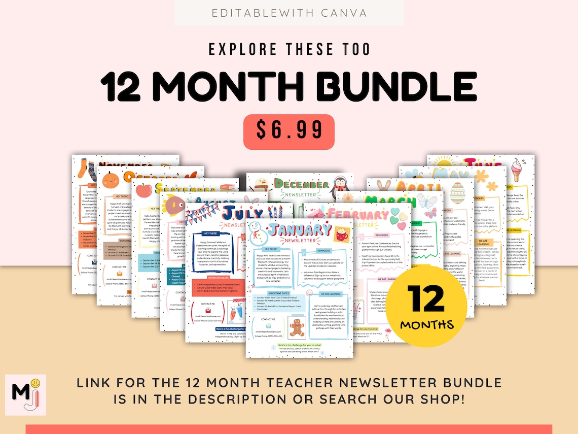 January Newsletter Template, Editable Newsletter, Monthly Newsletter ...