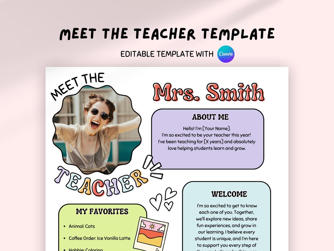 Meet the Teacher Template, Back to School Printable, Editable Canva ...