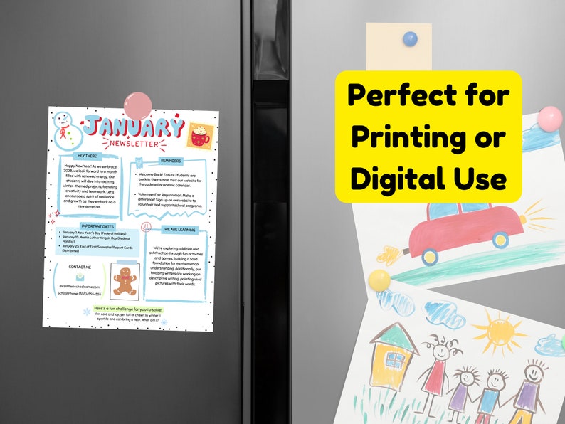 January Newsletter Template, Editable Newsletter, Monthly Newsletter ...