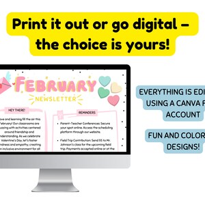 February Newsletter Template, Editable Newsletter, Monthly Newsletter ...