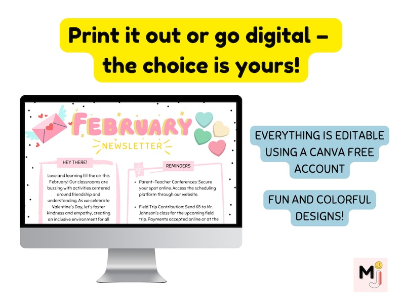 February Newsletter Template, Editable Newsletter, Monthly Newsletter ...