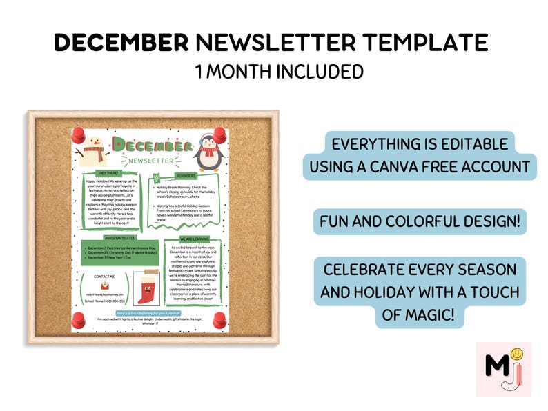 December Newsletter Template, Editable Newsletter, Monthly Newsletter ...