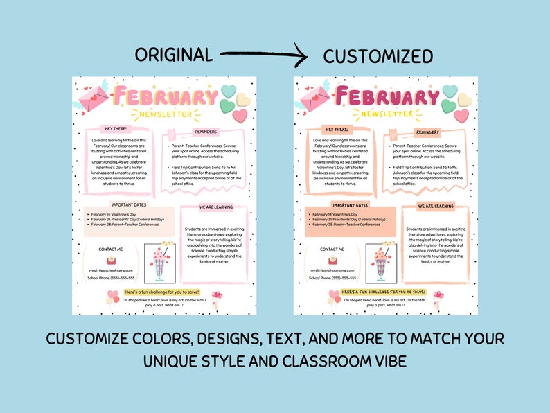 February Newsletter Template, Editable Newsletter, Monthly Newsletter ...