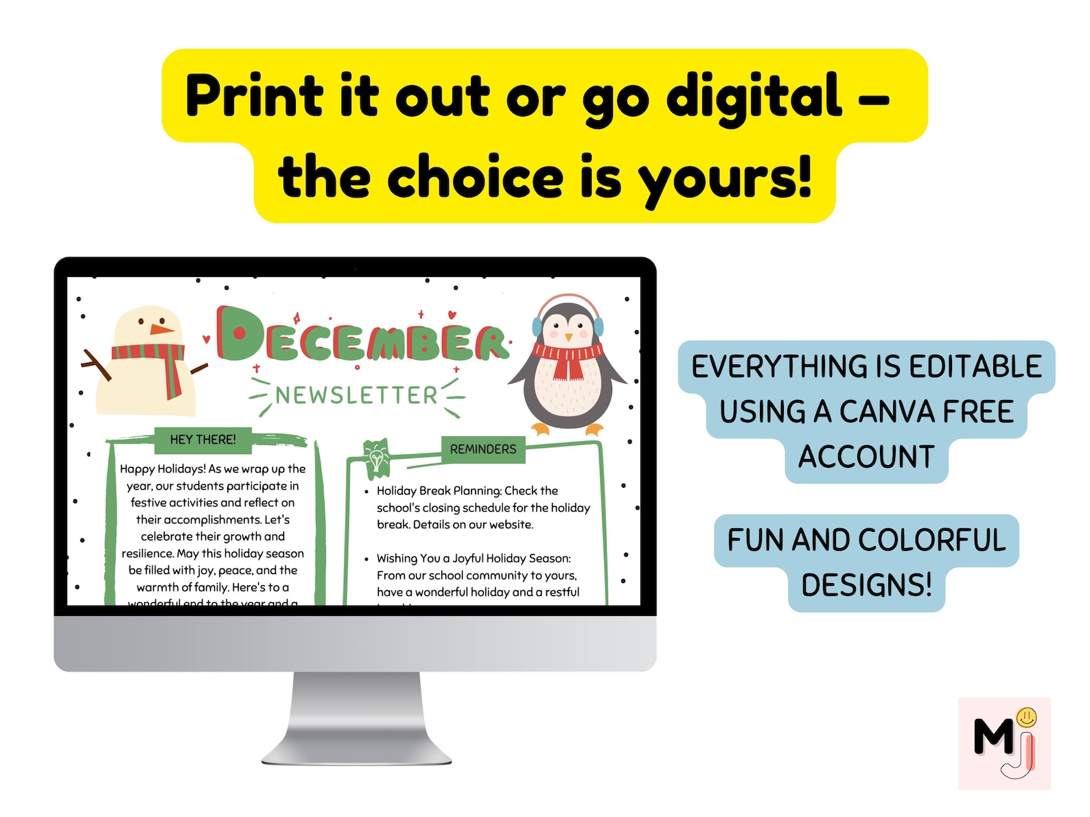 December Newsletter Template, Editable Newsletter, Monthly Newsletter ...