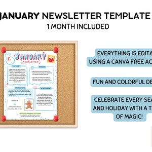 January Newsletter Template, Editable Newsletter, Monthly Newsletter ...