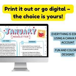 January Newsletter Template, Editable Newsletter, Monthly Newsletter ...