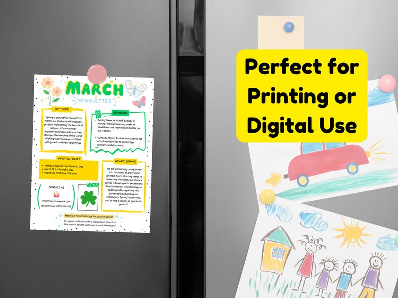 March Newsletter Template, Editable Newsletter, Monthly Newsletter ...