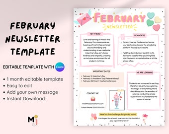 January Newsletter Template, Editable Newsletter, Monthly Newsletter ...