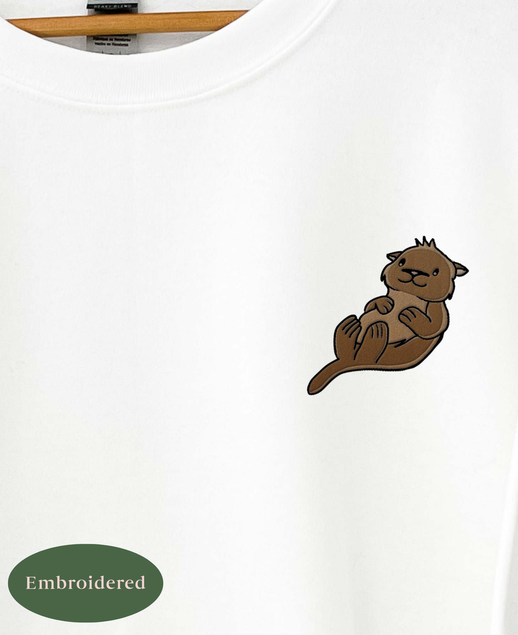 Cute Sea Otter Embroidered Sweatshirt, Kawaii Otter Crewneck, Otter ...