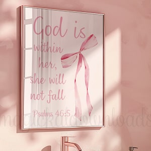 Coquette Pink Christian Wall Art, Bible Verse Print, Scripture Dorm ...