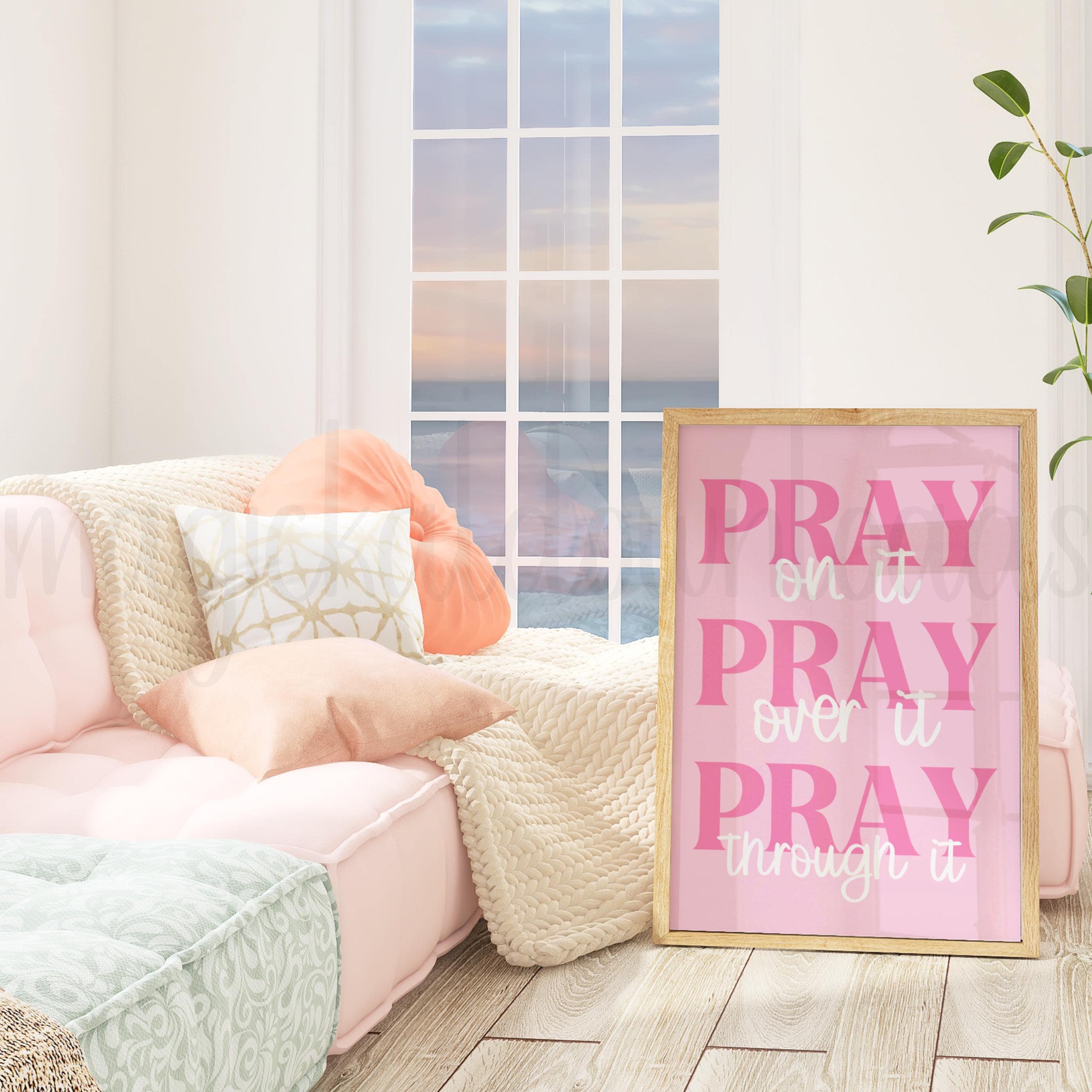 Pink Christian Printable Wall Art Bible Verse Scripture Dorm Room Wall ...