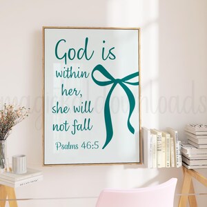 Coquette Teal Christian Printable Wall Art Bible Verse Scripture Dorm ...