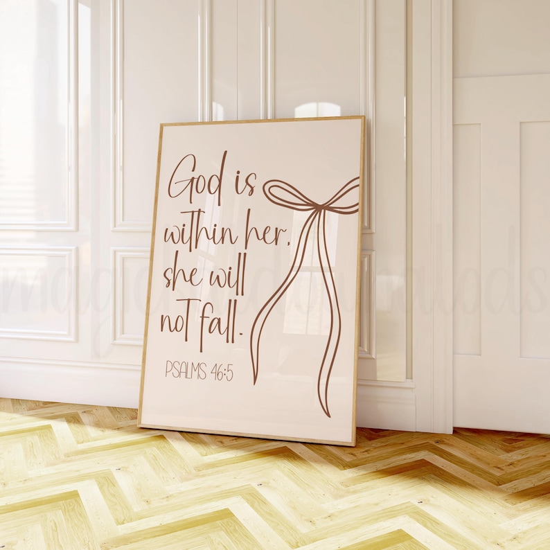 Coquette Brown Christian Printable Wall Art Bible Verse Scripture Dorm ...