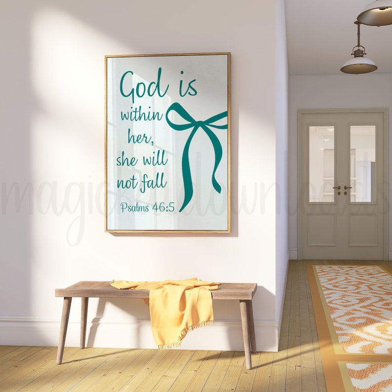 Coquette Teal Christian Printable Wall Art Bible Verse Scripture Dorm ...