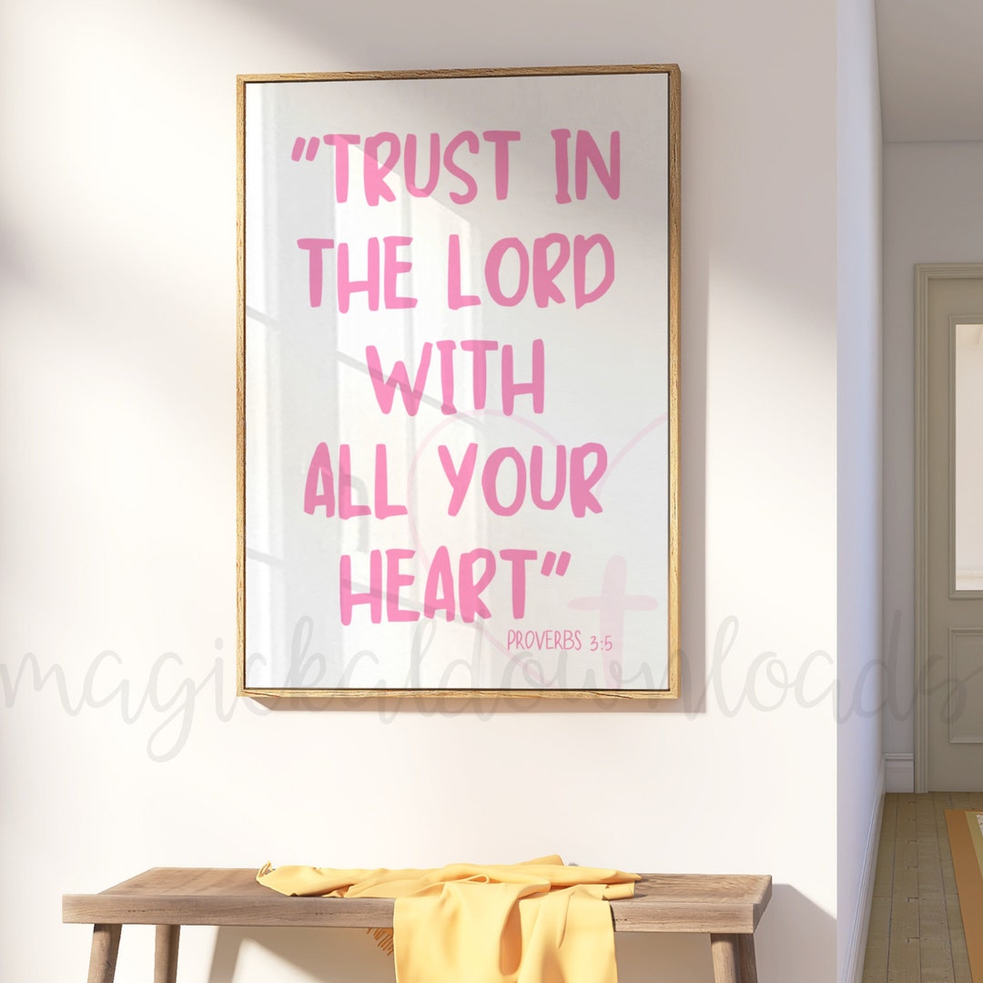 Pink Christian Printable Wall Art, Christian Girl Dorm Room Print, Kids ...