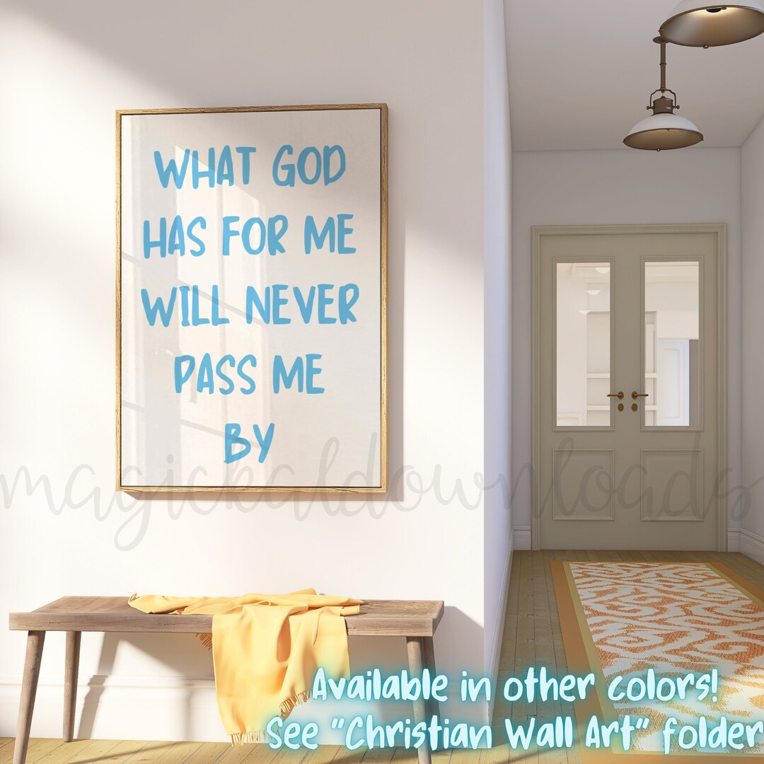 Blue Christian Printable Wall Art Bible Verse Scripture Dorm Room Wall ...