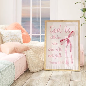 Coquette Pink Christian Wall Art, Bible Verse Print, Scripture Dorm ...