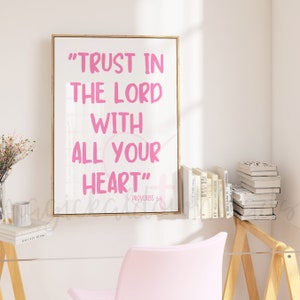 Pink Christian Printable Wall Art, Christian Girl Dorm Room Print, Kids ...