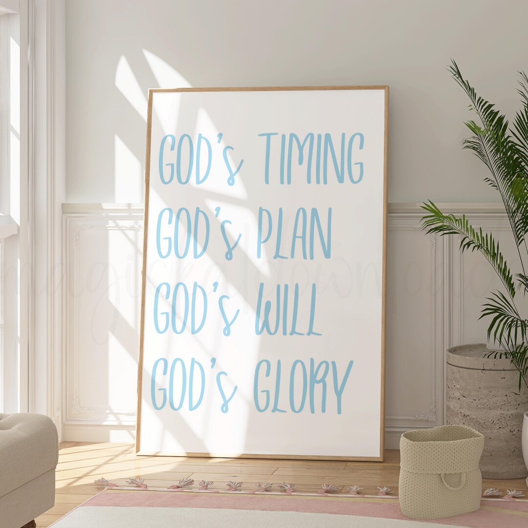 Light Blue Christian Wall Art, Bible Verse Print, Blue Scripture Wall ...