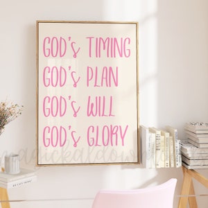 Preppy Pink Christian Printable Wall Art, Bible Verse Dorm Room Print ...