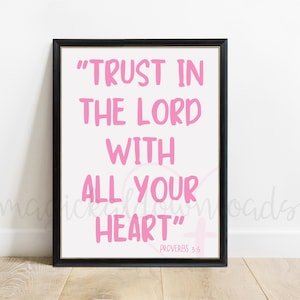 Pink Christian Printable Wall Art, Christian Girl Dorm Room Print, Kids ...