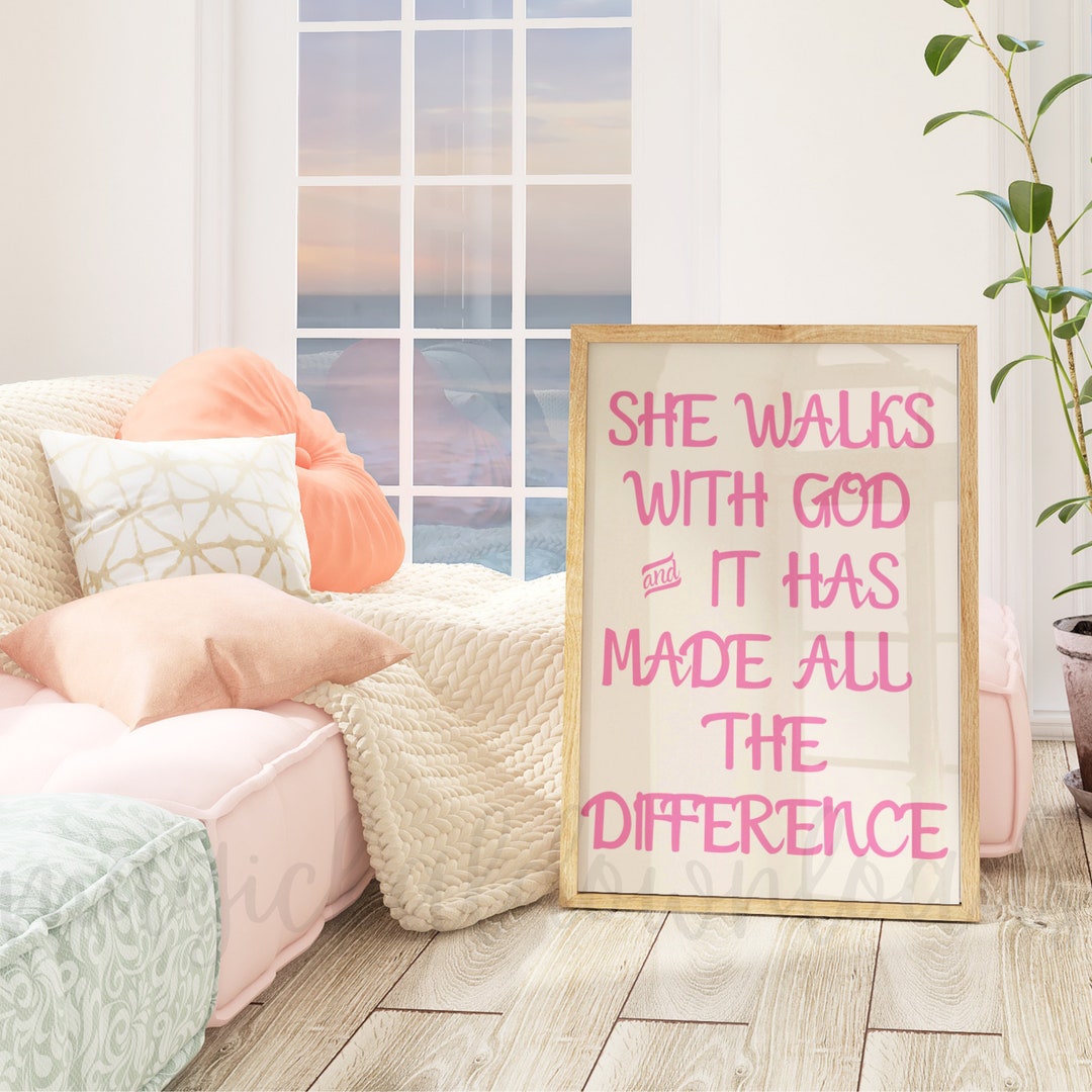 Preppy Pink Christian Printable Wall Art Bible Verse Scripture Dorm ...