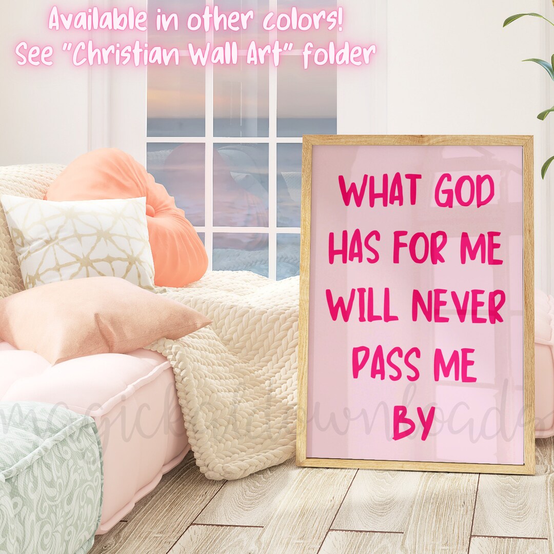 Hot Pink Christian Printable Wall Art Bible Verse Scripture Dorm Room ...