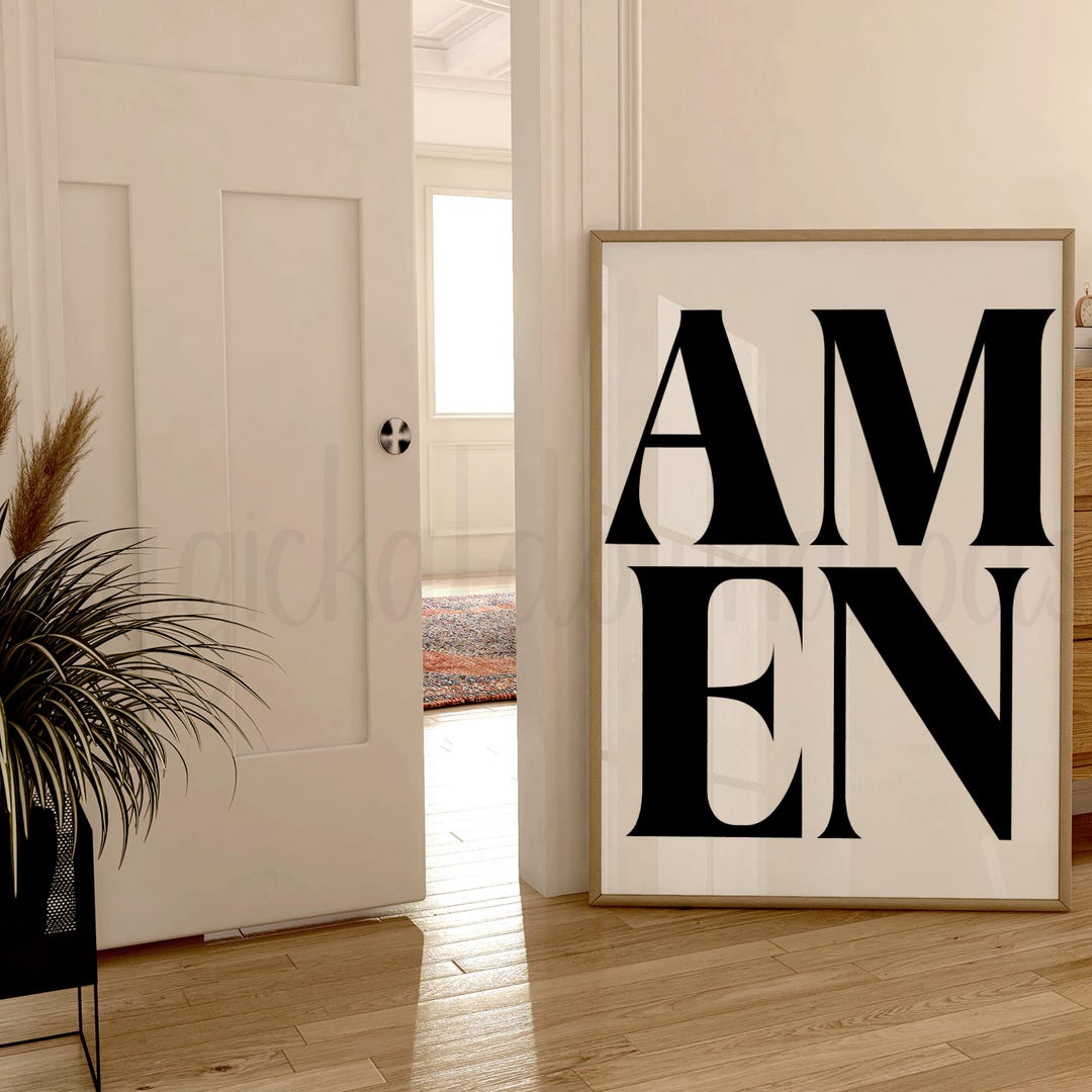 Black AMEN Christian Printable Wall Art, Bible Verse Dorm Room Print ...