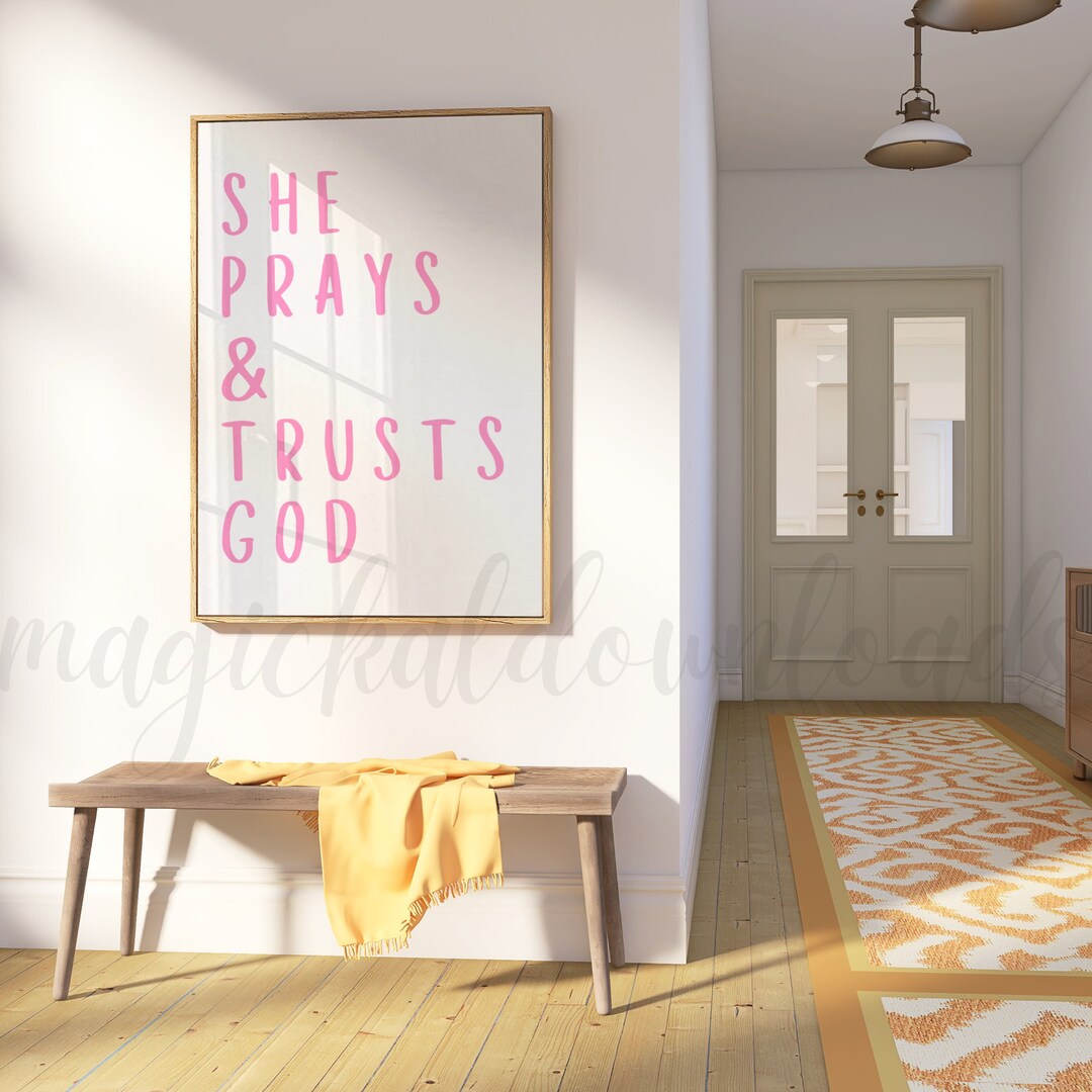 Pink Christian Printable Wall Art Bible Verse Scripture Dorm Room Wall ...