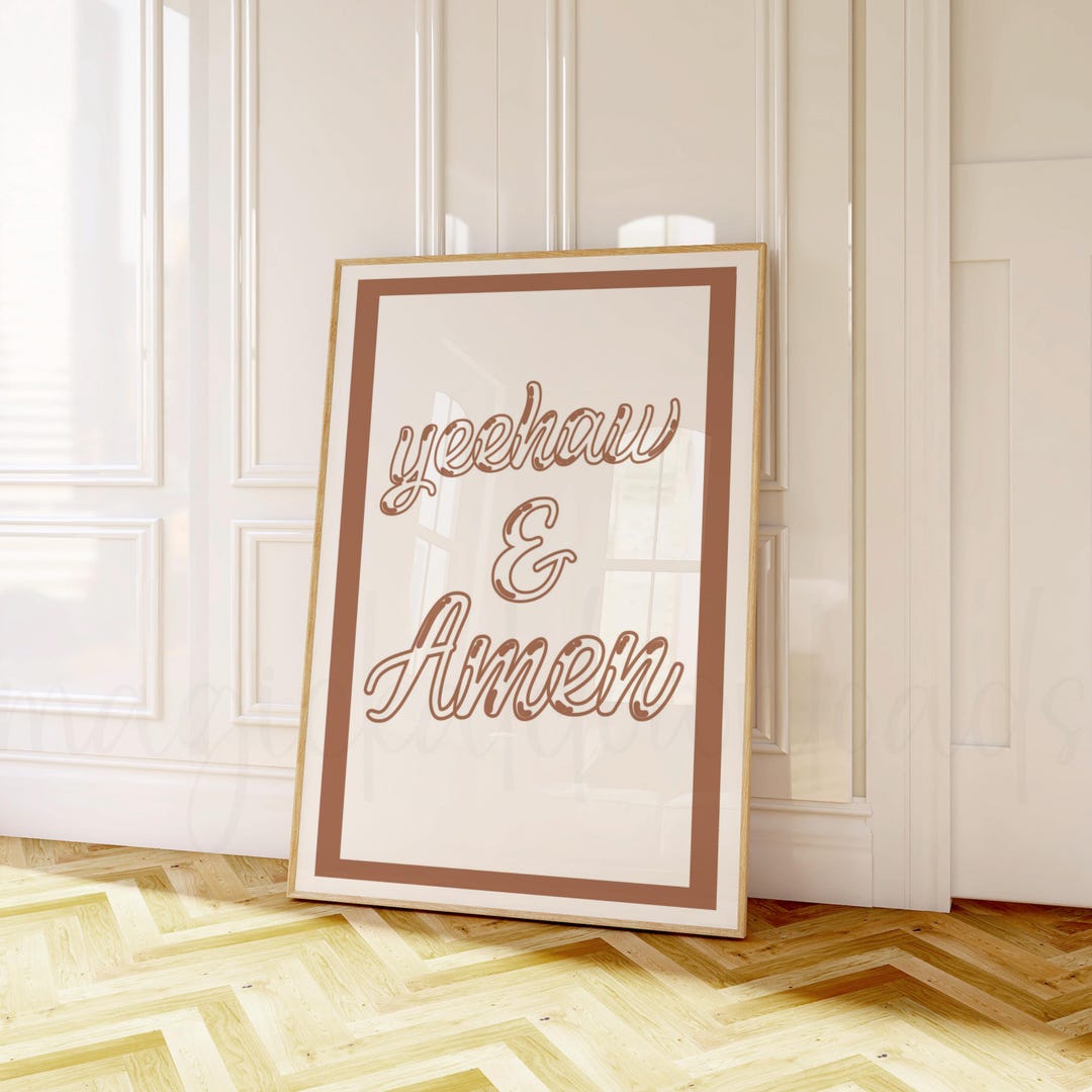 Christian Cowgirl Print, Yeehaw and Amen Wall Art, Coastal Cowgirl ...