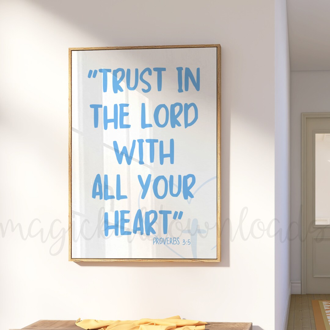 Christian Printable Blue Typography Bible Verse Wall Art Christian Girl ...