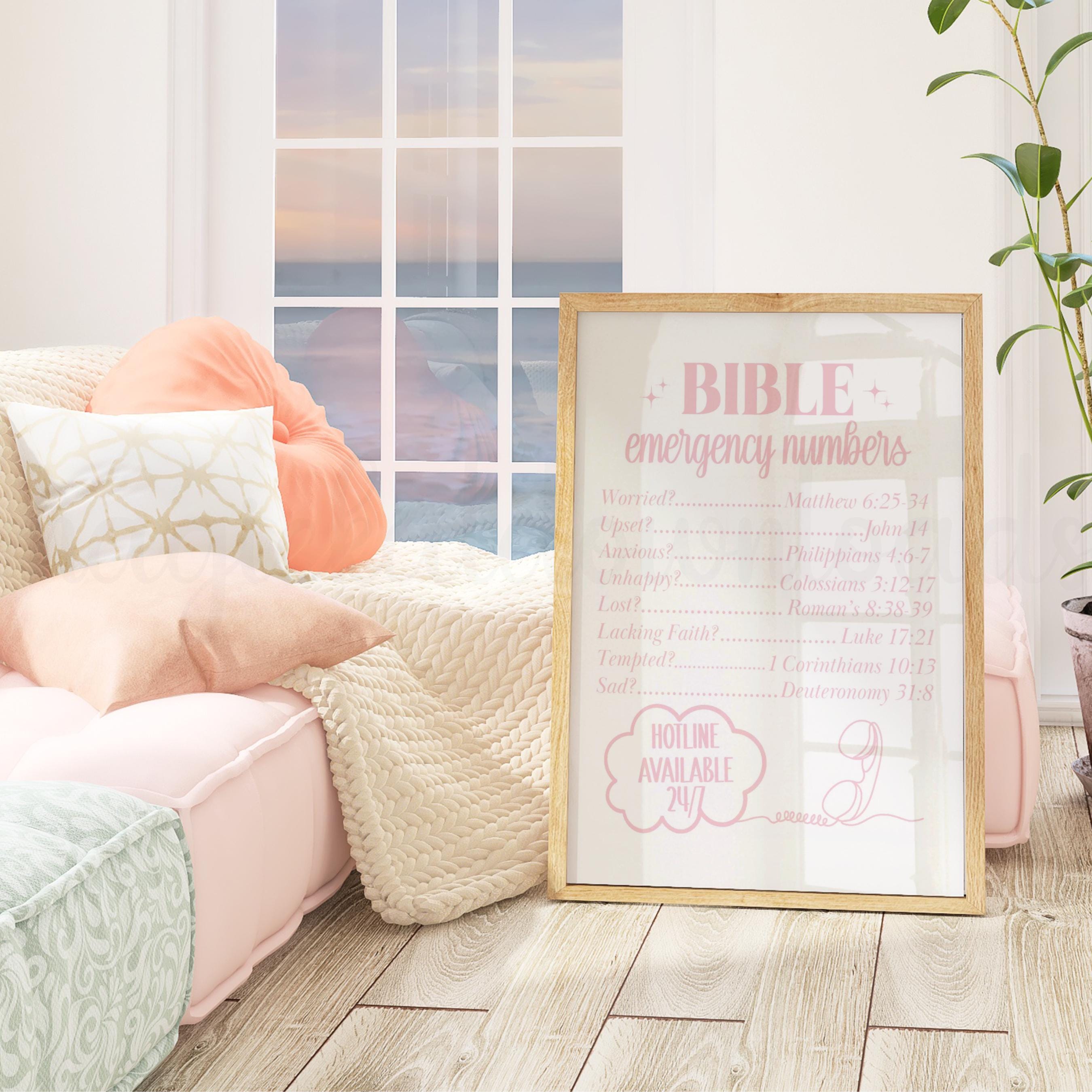 Pink Christian Wall Art, Bible Verse Print, Pink Scripture Poster, Dorm ...