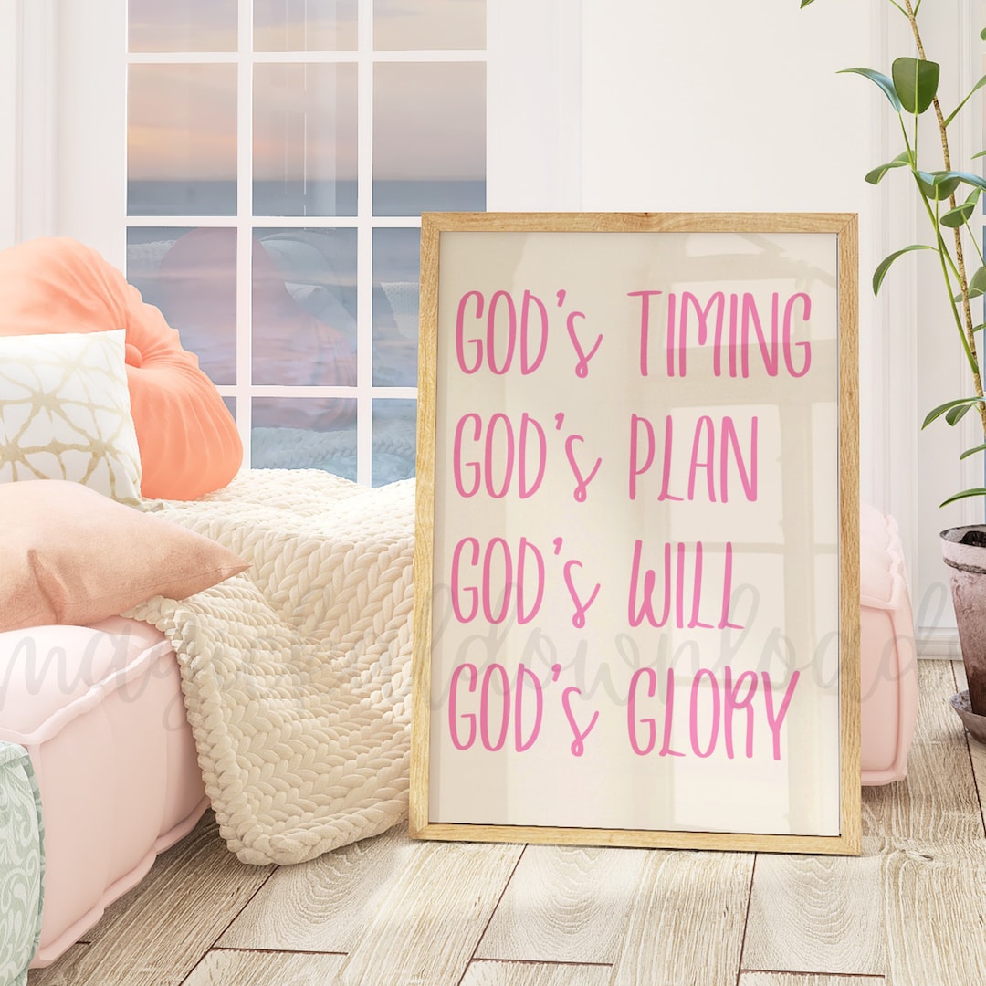 Preppy Pink Christian Printable Wall Art, Bible Verse Dorm Room Print ...