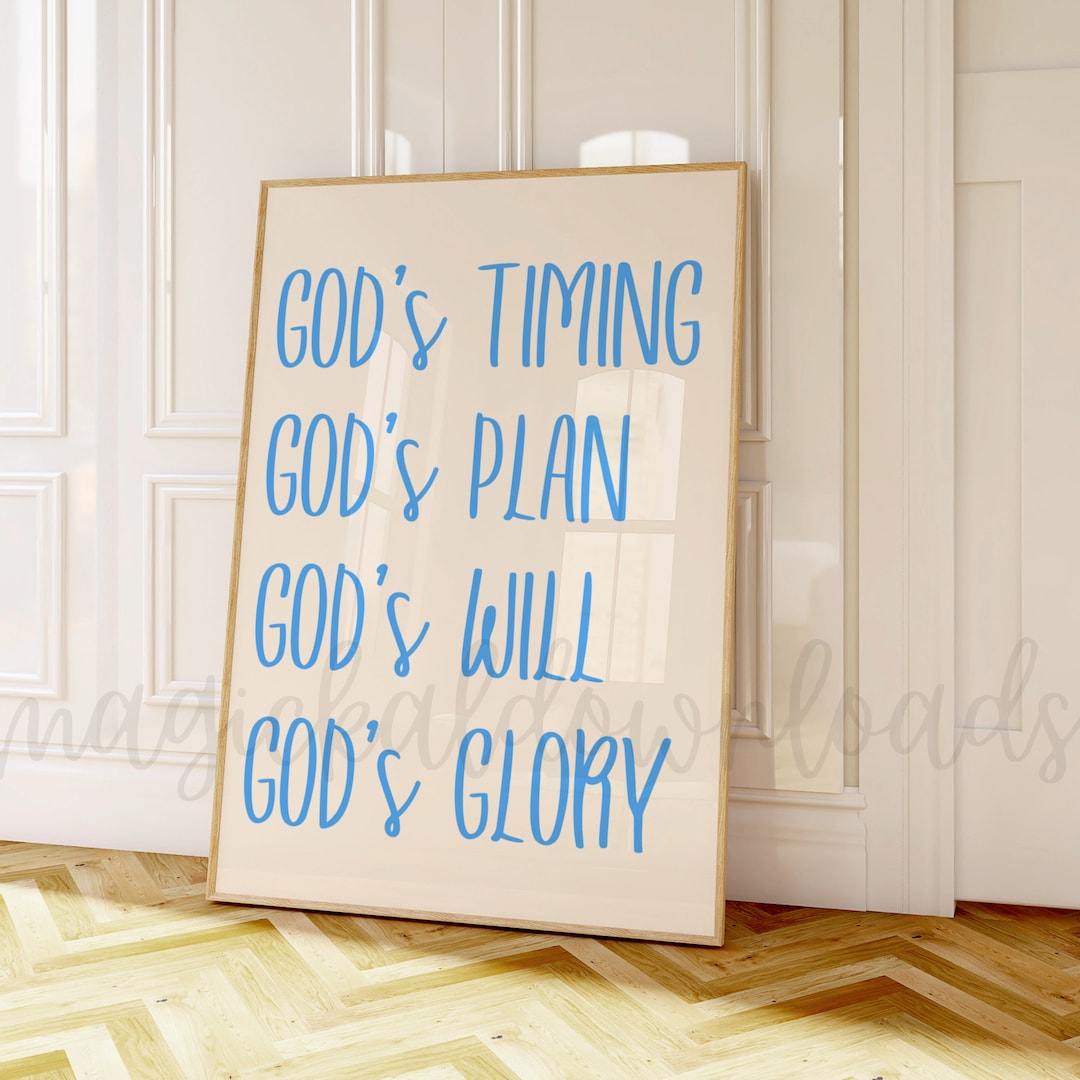 Blue Christian Printable Wall Art, Bible Verse Scripture Dorm Room Wall ...