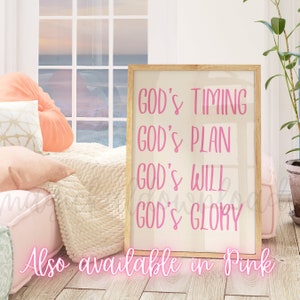 Blue Christian Printable Wall Art, Bible Verse Scripture Dorm Room Wall ...